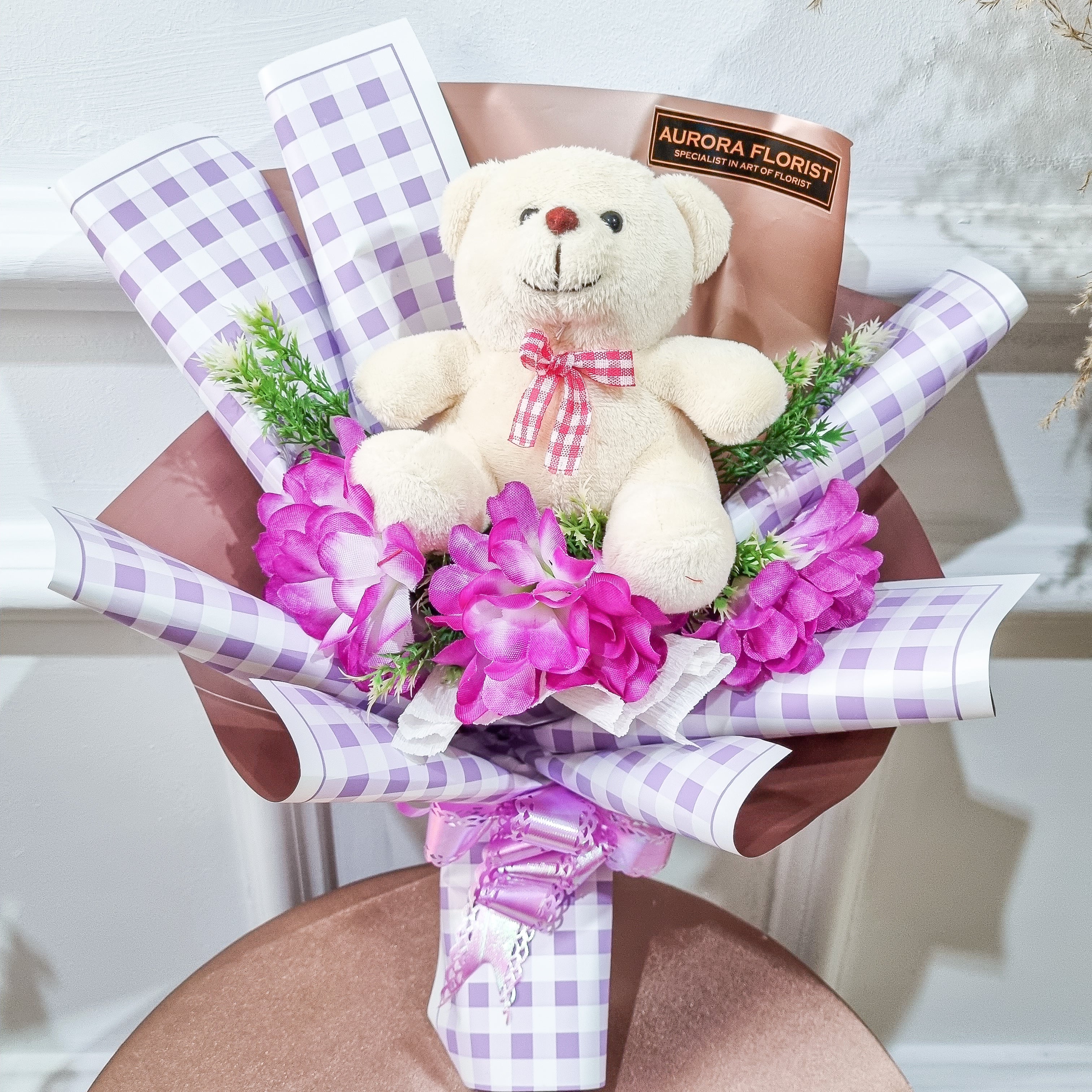 Blue Rose & Teddy Bear (Artificial Flower) – AURORA FLORIST